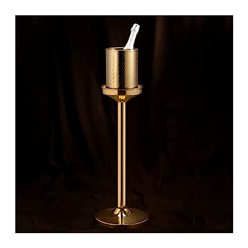 Ice Bucket Hammered Ice Bucket with Stand, Large Stainless Steel Floor Standing Ice Cooler Bucket for Beer, Wine Chiller, Outdoor or Indoor Use Keeps Ice Cold & Dry (Color : Silver)