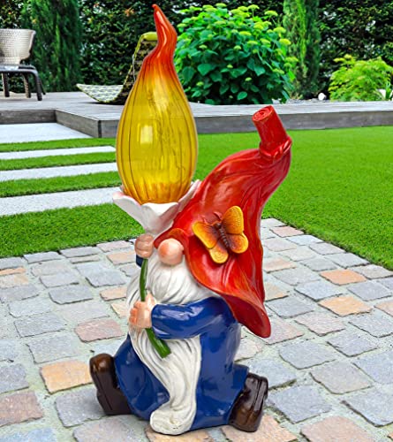 Daisy & Olive | Garden Gnome , Solar Large Gnomes, Outdoor Decorations for Patio, Solar Garden Gnomes Outdoor, Best for Garden gnome Gifts, Outdoor Garden Decor, Christmas Gnomes, Yard Decor