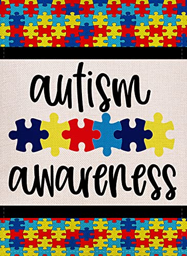 Autism Awareness Garden Flag 12.5 x 18 Inch Vertical Double Sized Puzzle Piece Inspirational Support Yard Outdoor Decoration Flag