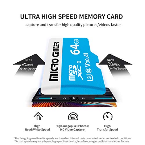 Micro Center 64GB microSDXC Card 2 Pack, Nintendo-Switch Compatible Micro SD Card, UHS-I C10 U3 V30 4K UHD Video A1 R/W Speed up to 95/30 MB/s Flash Memory Card with Adapter (64GB x 2)