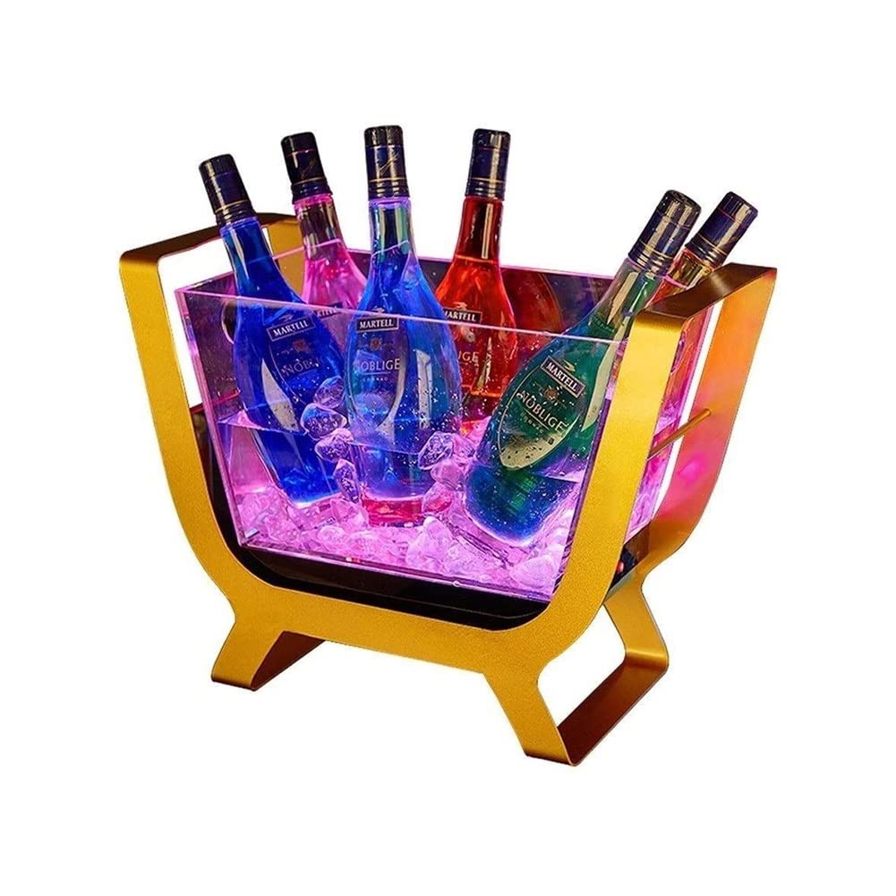 Ice Bucket for Freezer LED Ice Bucket, Luminous Ice Bucket Clear Acrylic Large Capacity with 7 Colors Changing Champagne Wine Drinks Beer Ice Cooler Bucket for Bar Party Home