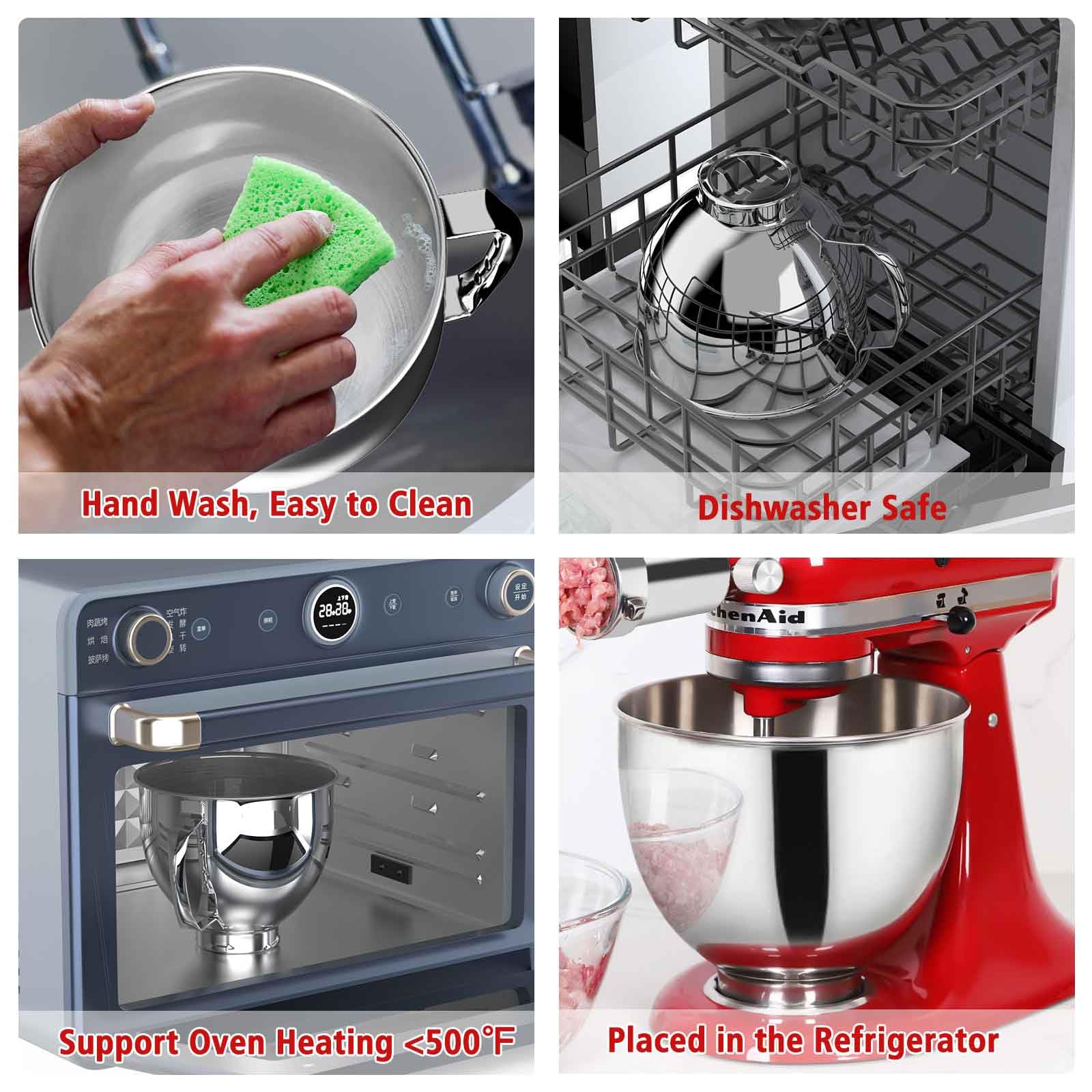 5 QT Stainless Steel Mixer Bowl for Kitchenaid Stand Mixers, Kitchen Aid Mixing Bowl for 4.5-5 QT Tilt-Head Mixer with Handle