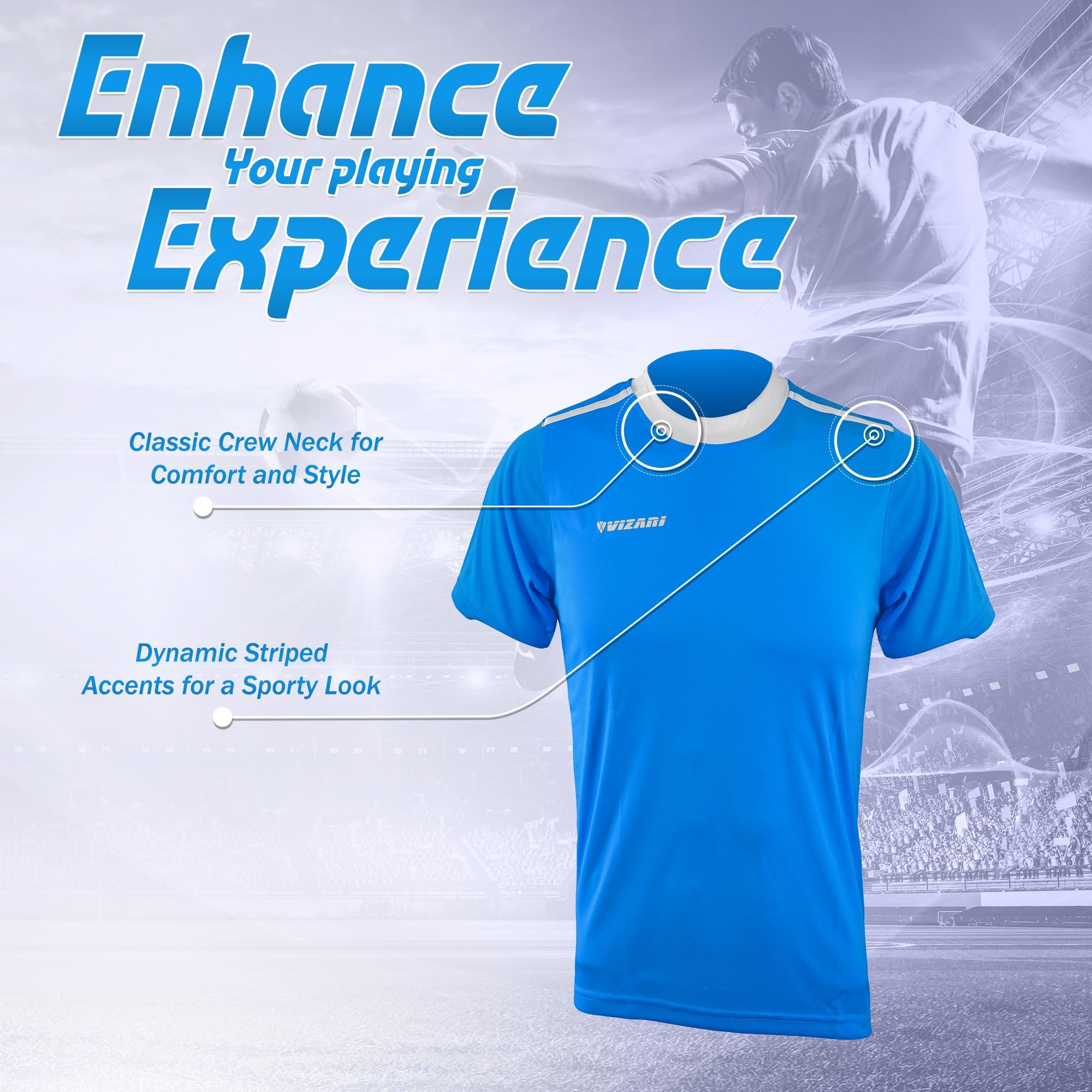Vizari Velez Jersey for Men and Women | 100% Polyester Adult Soccer Goalie Jersey for Exceptional Performance Light Blue