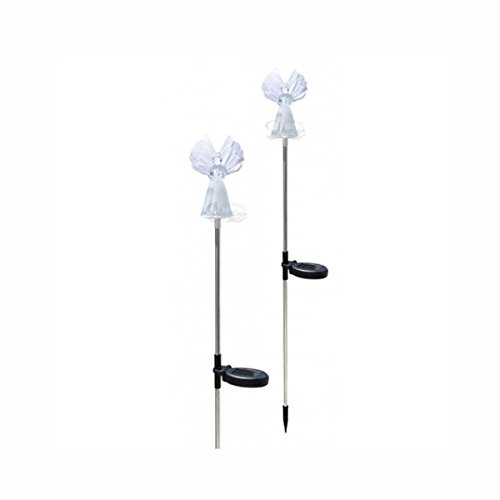 Unido Box Angel with Fiber Optic Wings Solar Garden Stake Light LED Color-Changing, Set of 2