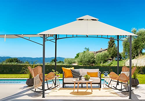 AVAWING 10x10 FT Gazebos for Patios, Large 2-Tier Outdoor Garden Canopy Tent with Ventilation and Adjustable Half Awnings for Party, Backyard