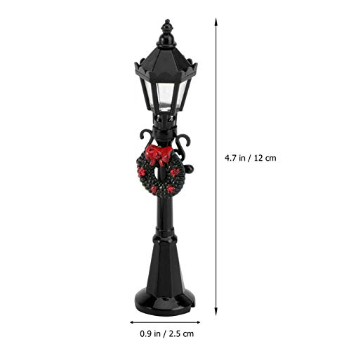 NUOBESTY 2pcs Street Lamp Post and Miniature Park Bench Seat Dollhouse Christmas Village Pathway Lantern Post Mini Street Light Model Fairy Garden Accessories