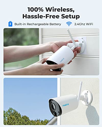 REOLINK Wireless Outdoor Security Camera, No Hub Needed, 1080P HD, Wire-Free Rechargeable Battery Powered, Home Surveillance with 2.4GHz WiFi, Local Storage, 2-Way Talk, Argus Eco 2 Pack