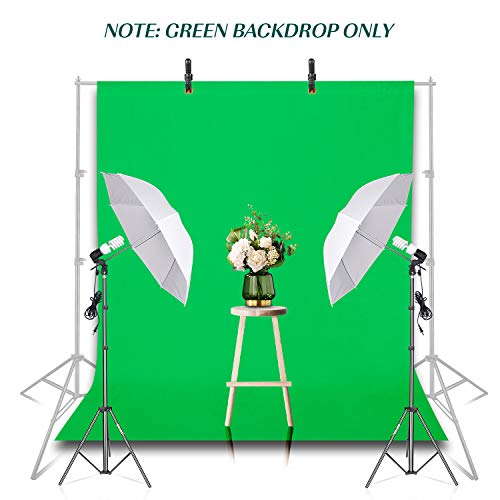Emart 5x7ft Green Screen Backdrop, Polyester Wrinkle-Resistant Curtain Fabric, Chroma-Key greenscreen Cloth Sheet for Zoom, Including 2 Spring Clamps Suitable for Photoshoot, Interview, Live Stream
