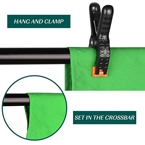 Emart 5x7ft Green Screen Backdrop, Polyester Wrinkle-Resistant Curtain Fabric, Chroma-Key greenscreen Cloth Sheet for Zoom, Including 2 Spring Clamps Suitable for Photoshoot, Interview, Live Stream