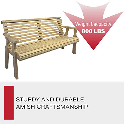 CAF Amish Heavy Duty 800 Lb Roll Back Pressure Treated Garden Bench (5 Foot, Unfinished)