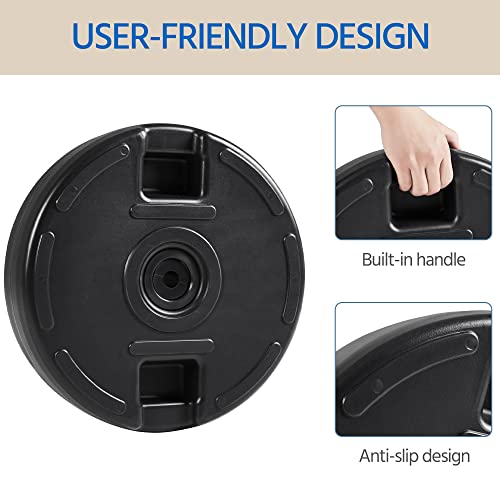 Yaheetech 22L Umbrella Base Stand - Round Water & Sand Filled Plastic Free-Standing Umbrella Base w/Built-in Handle & Anti-Slip Design for Outdoor/Lawn/Garden/Beach, Black