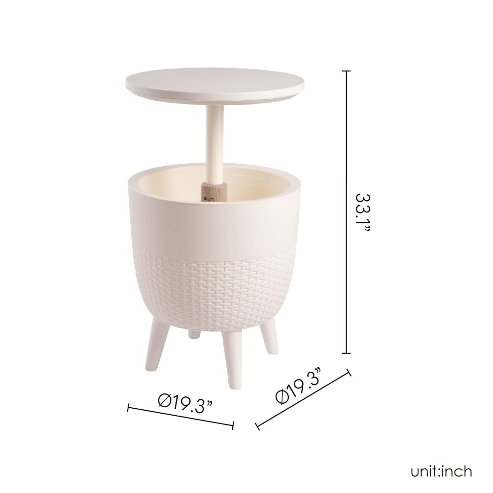 Lagoon Cancún Outdoor Cooler Bar/Cocktail/Coffee 3-in-1 Patio Table (White)