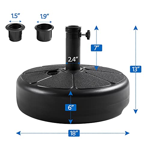 Yaheetech 22L Umbrella Base Stand - Round Water & Sand Filled Plastic Free-Standing Umbrella Base w/Built-in Handle & Anti-Slip Design for Outdoor/Lawn/Garden/Beach, Black