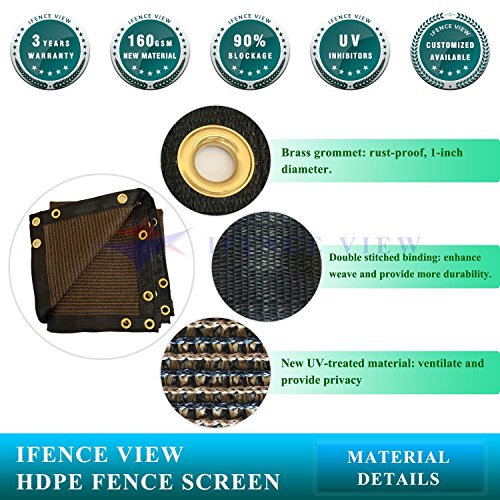 Ifenceview 4'x16' Brown Shade Cloth/Fence Privacy Screen Fabric Mesh Net for Construction Site, Yard, Driveway, Garden, Railing, Canopy, Awning 160 GSM UV Protection