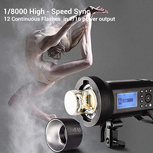 Godox AD400 Pro AD400Pro 400ws GN72 TTL Battery-Powered Monolight, 1/8000 HSS Outdoor Flash Strobe Light, Built-in Godox 2.4G System, 390 Full Power Pops, 0.01-1s Recycle Time, 30w LED Modeling Lamp