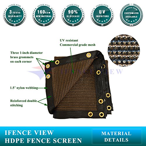 Ifenceview 4'x16' Brown Shade Cloth/Fence Privacy Screen Fabric Mesh Net for Construction Site, Yard, Driveway, Garden, Railing, Canopy, Awning 160 GSM UV Protection
