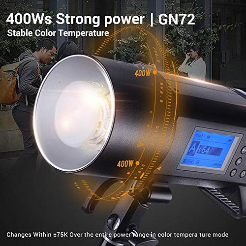 Godox AD400 Pro AD400Pro 400ws GN72 TTL Battery-Powered Monolight, 1/8000 HSS Outdoor Flash Strobe Light, Built-in Godox 2.4G System, 390 Full Power Pops, 0.01-1s Recycle Time, 30w LED Modeling Lamp