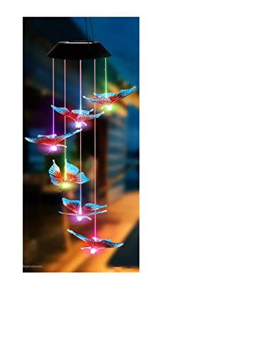 Butterfly Solar Wind Chime Garden Lights Multi Color Changing LED Hanging Lights for Mom Gifts Memorial or Yard Decorations 101