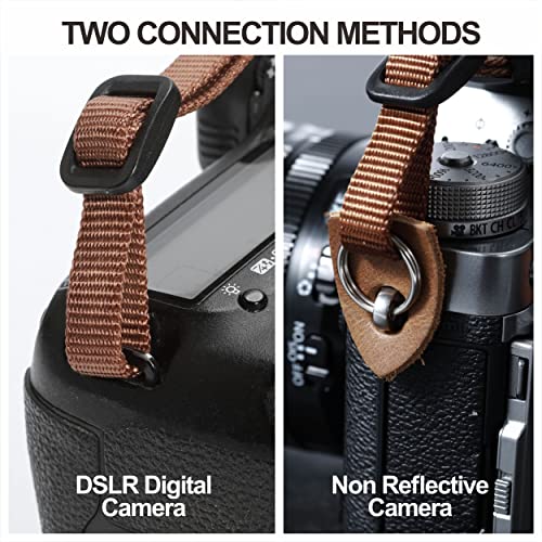 Dark Green Camera Strap,Double Layer top-grain Cowhide Ends,1.5"Wide Pure Cotton Woven Camera Strap,Adjustable Universal Neck & Shoulder Strap for All DSLR Cameras,Great Gift for Photographers
