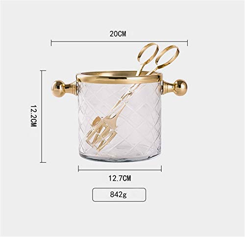 SHZBCDN Handmade Brass glass ice bucket with ice clip dining table cooler wine wine rack ice bucket champagne can cooler