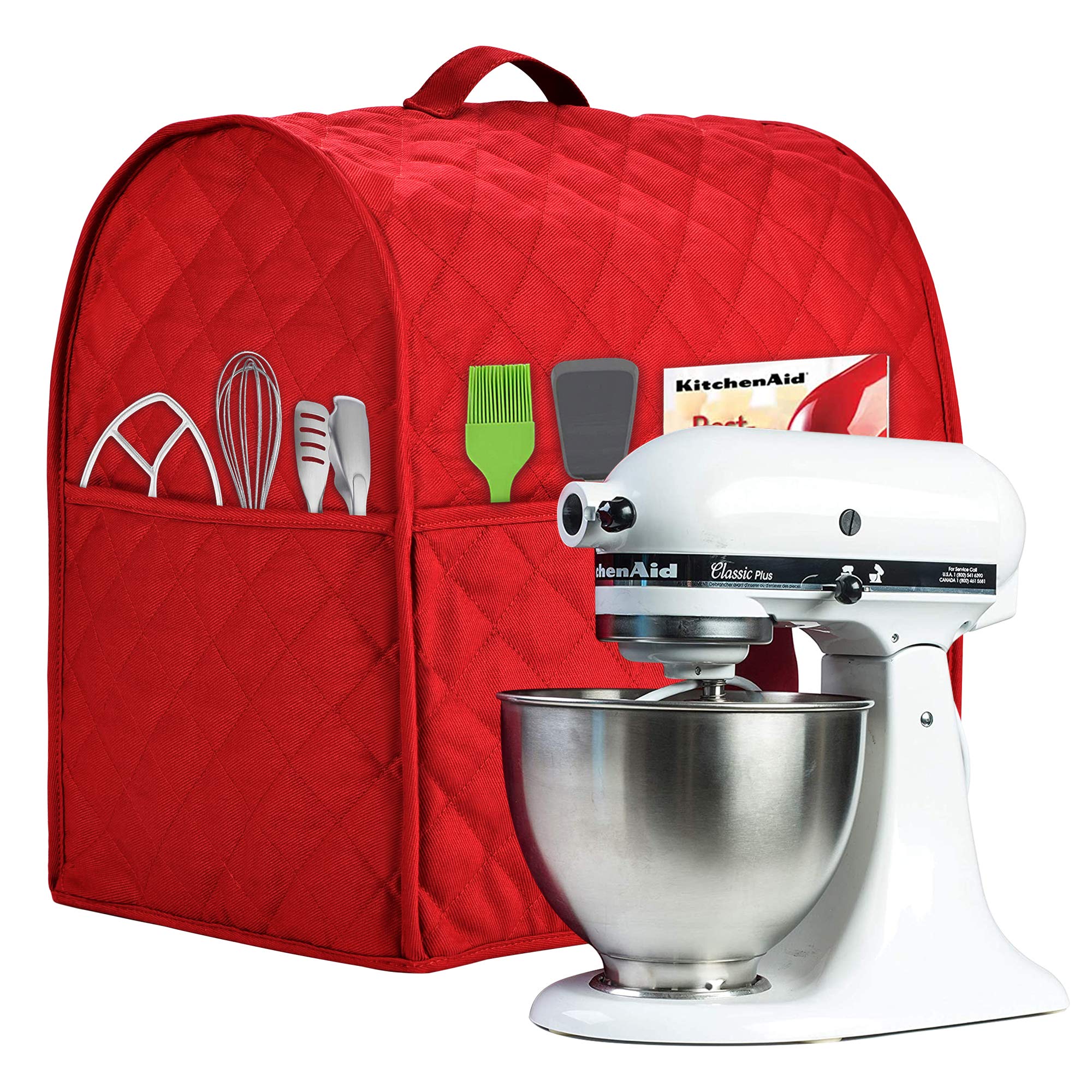 Stand Mixer Cover compatible with Kitchenaid Mixer, Fits All Tilt Head & Bowl Lift Models,Pure Cottot,Fine, Soft, Not Easy to Fade, Not Easy To Pilling. (Fits for 4.5-Quart and All 6-Quart, Red)