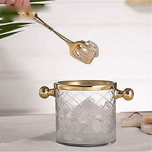 FBITE High Face Value Handmade Brass Glass Ice Bucket with Ice Clip Dining Table Cooler Wine Wine Rack Ice Bucket Champagne Can Cooler