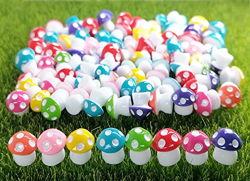 JKanruh 180 Pcs 0.48 Height Tiny Mushrooms,Fairy Garden Mushrooms Colorful Mushroom Figurines,Mini Mushrooms Ornament for Home Decoration Supplies Plant Micro Landscape Bonsai Craft
