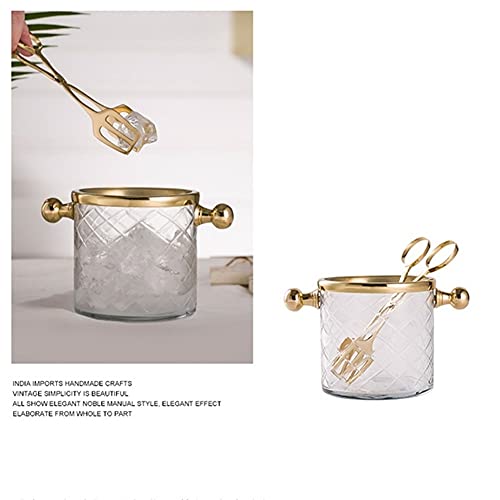 FBITE High Face Value Handmade Brass Glass Ice Bucket with Ice Clip Dining Table Cooler Wine Wine Rack Ice Bucket Champagne Can Cooler
