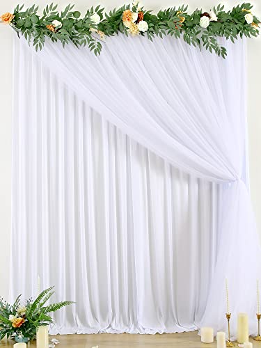 White Tulle Backdrop Curtains for Baby Shower Party Wedding Photo Drape Sheer Backdrop for Birthday Bridal Shower Photography Props 5 ft X 10 ft