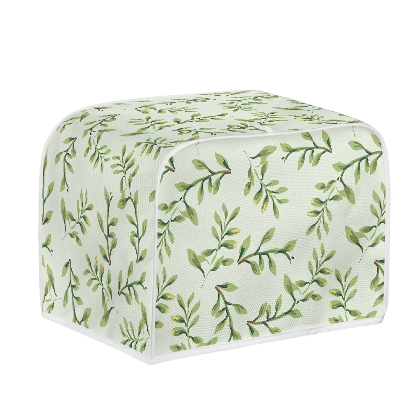 NETILGEN Toaster Dust Cover 4 Slice, Microwave Toaster Oven Grill Cover Stain Resistant Dustproof Kitchen Small Appliance Cover with Top Handle for Kitchen, Green Leaf