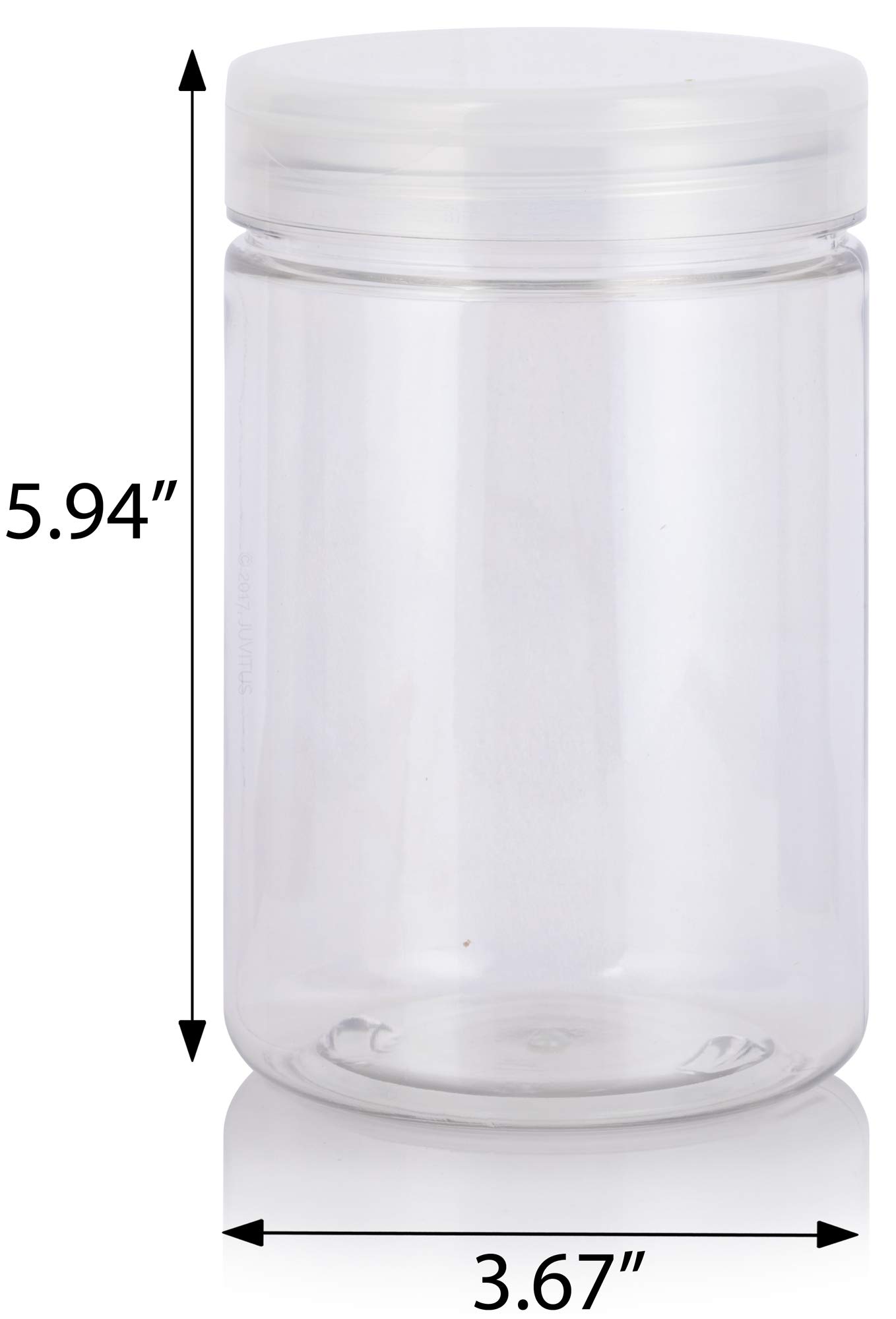 Clear Large 25 oz PET Plastic (BPA Free) Refillable Jar with Clear Natural Flip Top Cap - (3 pack) + Labels