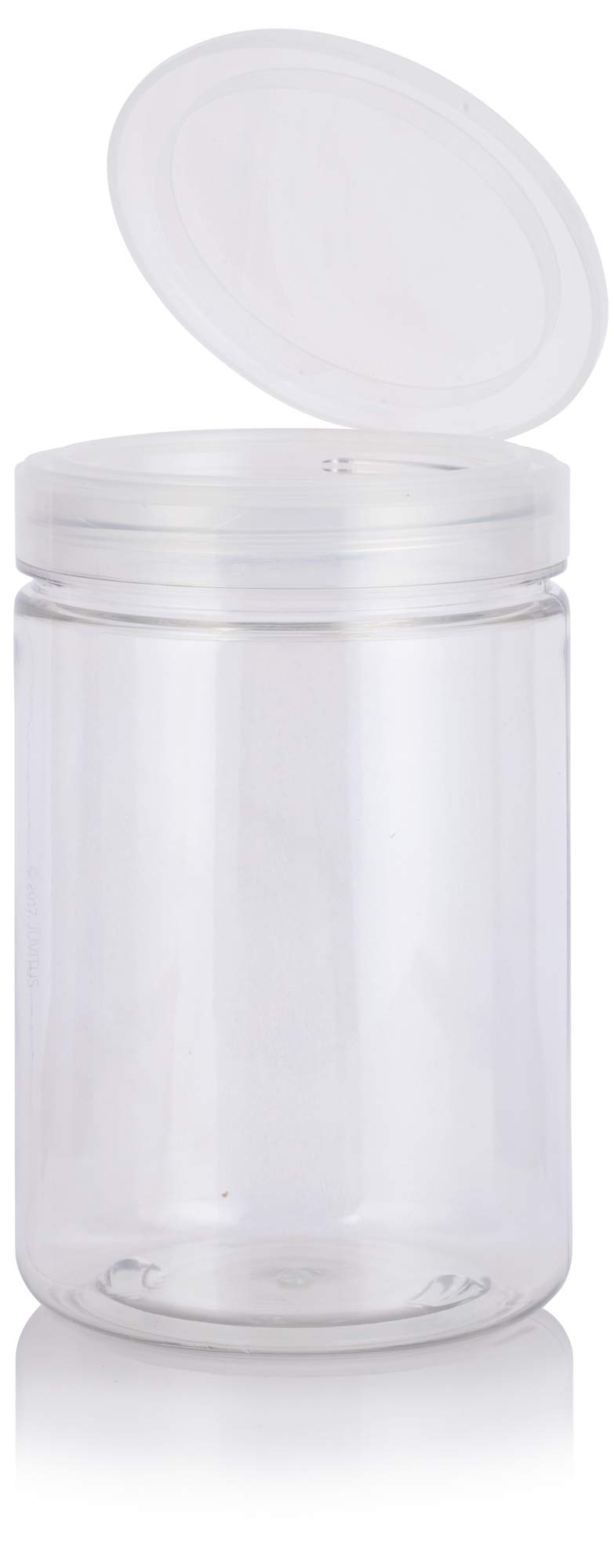 Clear Large 25 oz PET Plastic (BPA Free) Refillable Jar with Clear Natural Flip Top Cap - (3 pack) + Labels