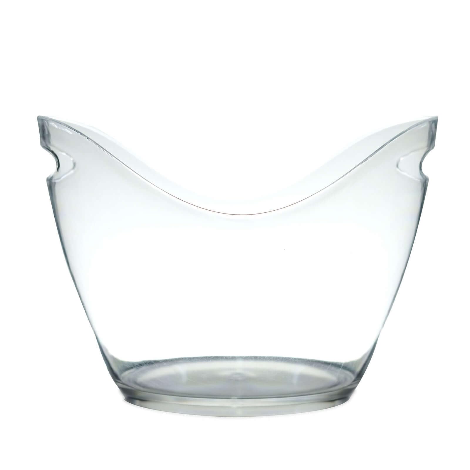 Efavormart Clear 7 Liter Plastic Ice & Drinks Bucket, Party Beverage Cooler Storage Tub with Handles