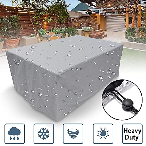 Patio Furniture Cover Waterproof Outdoor Furniture Cover for Patio Table and Chair, Heavy Duty Rectangular Patio Furniture Set Cover for Snow Protection Silver (120x120x74cm)
