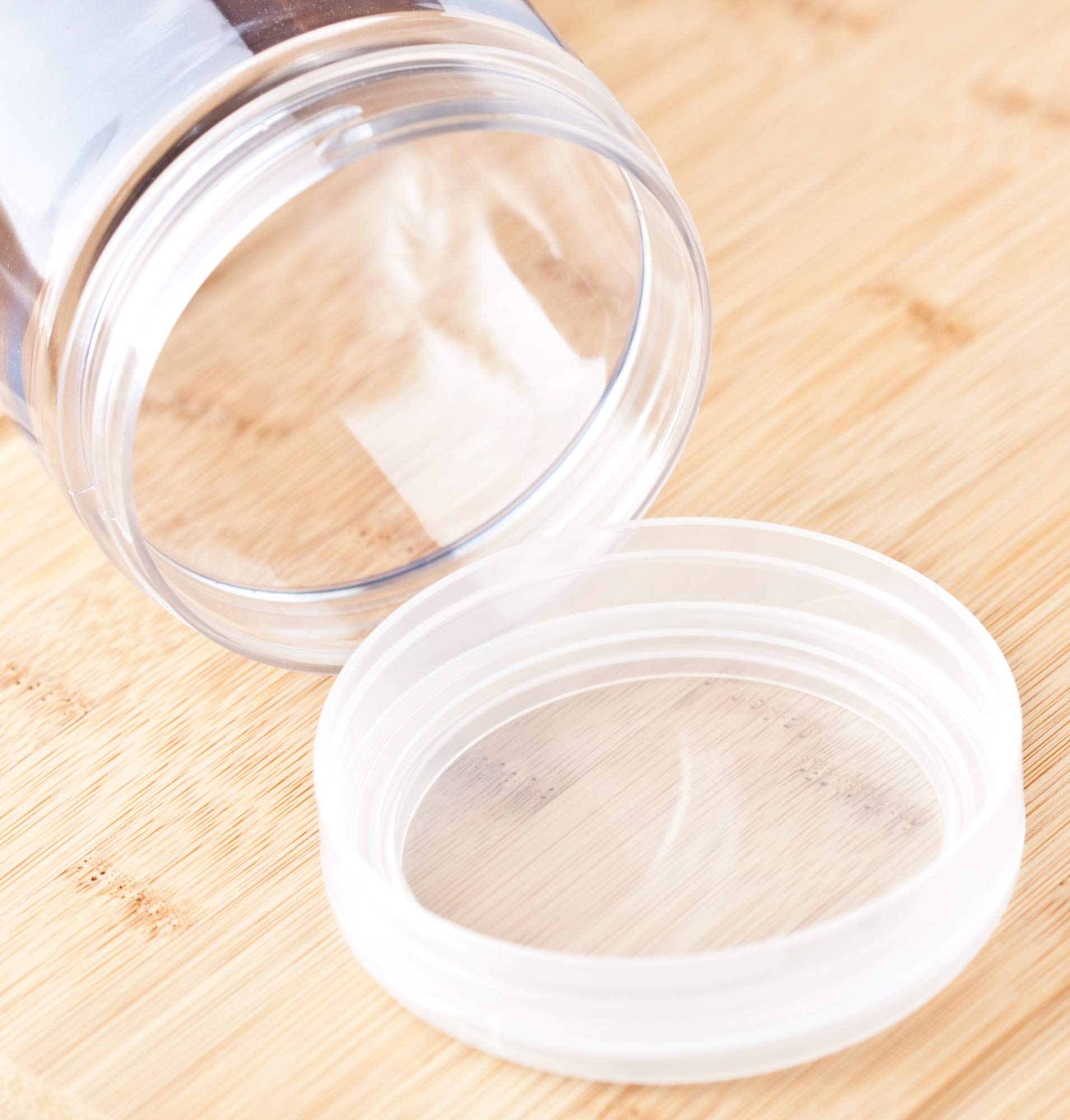 Clear Large 25 oz PET Plastic (BPA Free) Refillable Jar with Clear Natural Flip Top Cap - (3 pack) + Labels