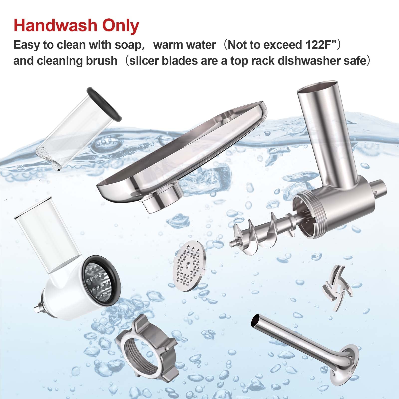 Gvode Meat Grinder and Slicer Shredder Attachment for KitchenAid Stand Mixer, Cheese Grater, Meat Grinder, Sausage Stuffer, Food Processor, 2Pcs Attachments for KitchenAid Mixer (Mixer not included)
