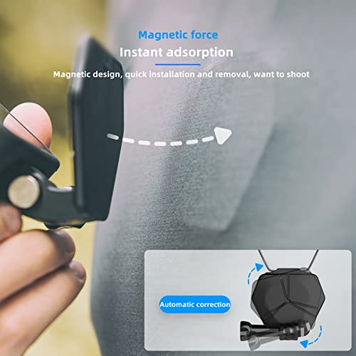REYGEAK Magnetic Action Camera Mount for GoPro, Adjustable Snap Mount Magnetic Fence Mount Compatible with GoPro Hero 11 Black Hero 10/9/8/7, Insta360 and Most Action Cameras