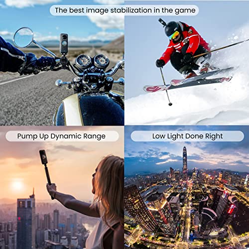 insta360 ONE X2 Waterproof Action Pocket Camera + SanDisk 64GB Extreme Memory Card + Handheld Monopod (extends to 43in) - Great Starter Bundle!, 5.7K