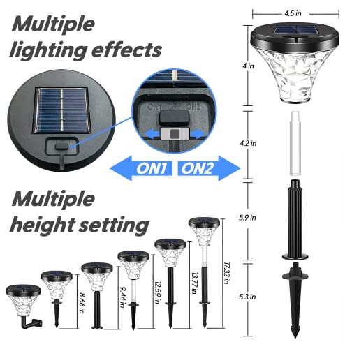 Pathway Solar Outdoor Lights Waterproof: Bright Color Changing Garden Path Light Stake 6 Pack, Outside Landscape Wall Fence Lighting for Yard Lawn Patio Walkway Driveway Sidewalk