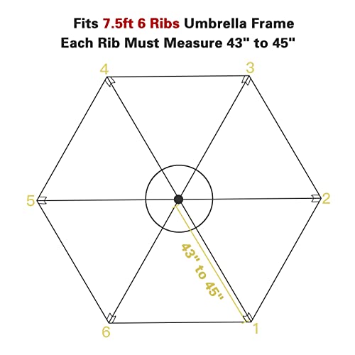 Sunnyglade 7.5Ft 6 Ribs Umbrella Canopy Replacement Patio Top Cover For Market Umbrella (Tan)