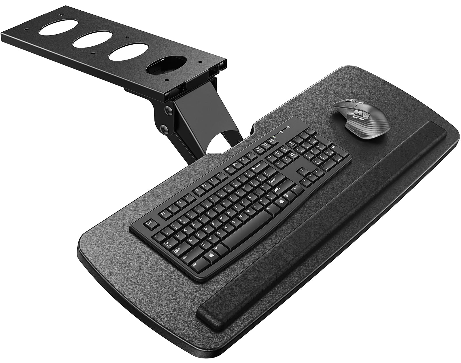 HUANUO Keyboard Tray Under Desk, 360 Adjustable Ergonomic Sliding Keyboard & Mouse Tray, 25" W x 9.8" D, Black