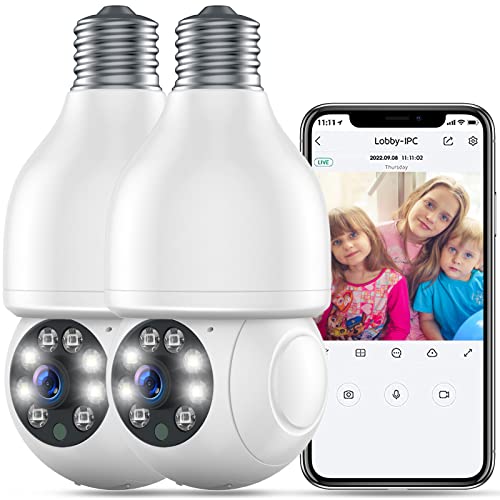 CAMBLINK 2.4GHz WiFi Light Bulb Security Camera,1080P Light Socket Camera, Outdoor Indoor Wireless Security Camera,Full Color Night Vision, TwoWay Dialogue,Motion Tracking,Alexa Support 2PCS…
