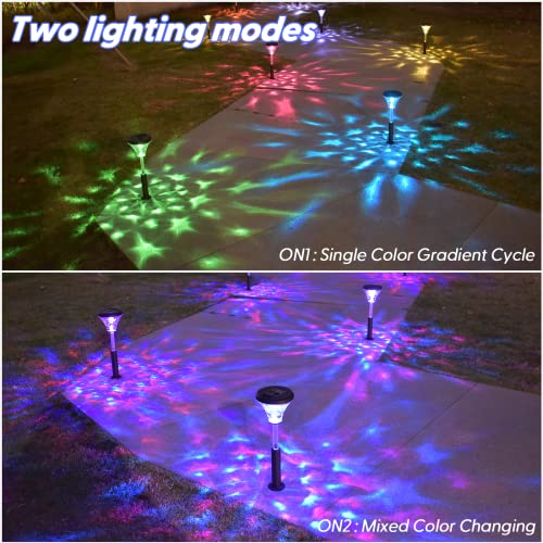 Pathway Solar Outdoor Lights Waterproof: Bright Color Changing Garden Path Light Stake 6 Pack, Outside Landscape Wall Fence Lighting for Yard Lawn Patio Walkway Driveway Sidewalk
