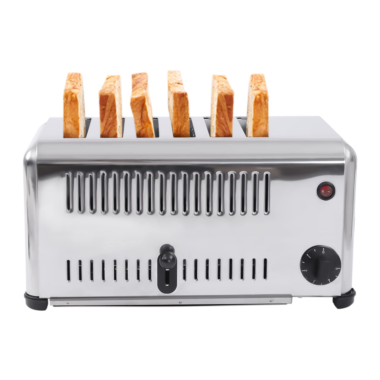 Commercial Toaster, 6 Slices Commercial Pop-Up Electric Toaster Stainless Steel Toaster Countertop Toaster 6 Slices 5 Minutes Timier Rapid Toaster w/Tray Restaurant (Commercial Toaster 6 Slices)