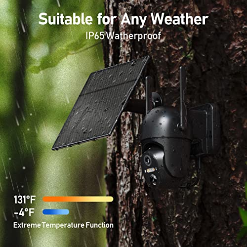 4G LTE Cellular Solar Security Camera Wireless Outdoor, No WiFi Battery Cameras(Verizon, AT&T and T-Mobile), 360° View, 2K Color Night Vision, PIR Motion Sensor, 2 Way Audio(64G SD&SIM Card Included)