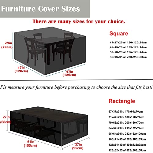 Skyour Patio Table Furniture Set Covers Square/ Rectangular Waterproof Outdoor Indoor Dustproof Garden Table Chair Sofa Furniture Set Cover Protector (106x71x35in)