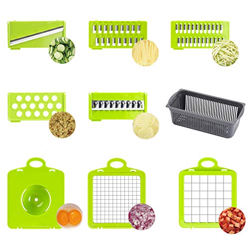 PJ Kitchen Accessories Smart Vegetable Chopper with Mandoline Slicer - Food & Veggie Cutter, Dicer for Onion, Potato & fruits Gray