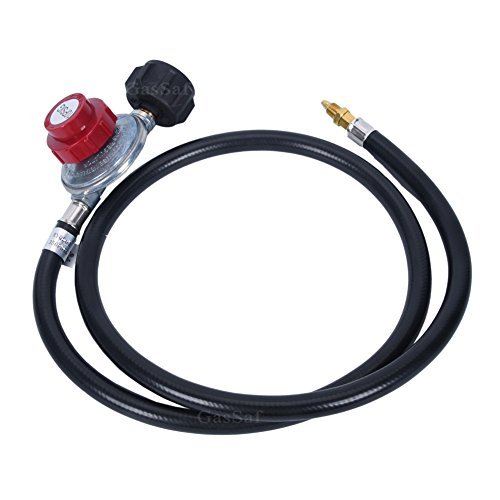 GasSaf 4FT 0-10PSI Adjustable High Pressure Propane Regulator Grill Connector with Hose for Tabletop Grill,Fire Pit Table, Turkey Fryer,Fish Fryer and More