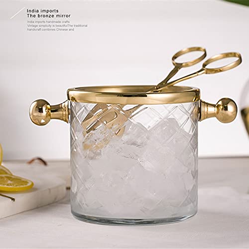 CUJUX Handmade Brass Glass Ice Bucket With Ice Clip Dining Table Cooler Wine Wine Rack Ice Bucket Champagne Can Cooler