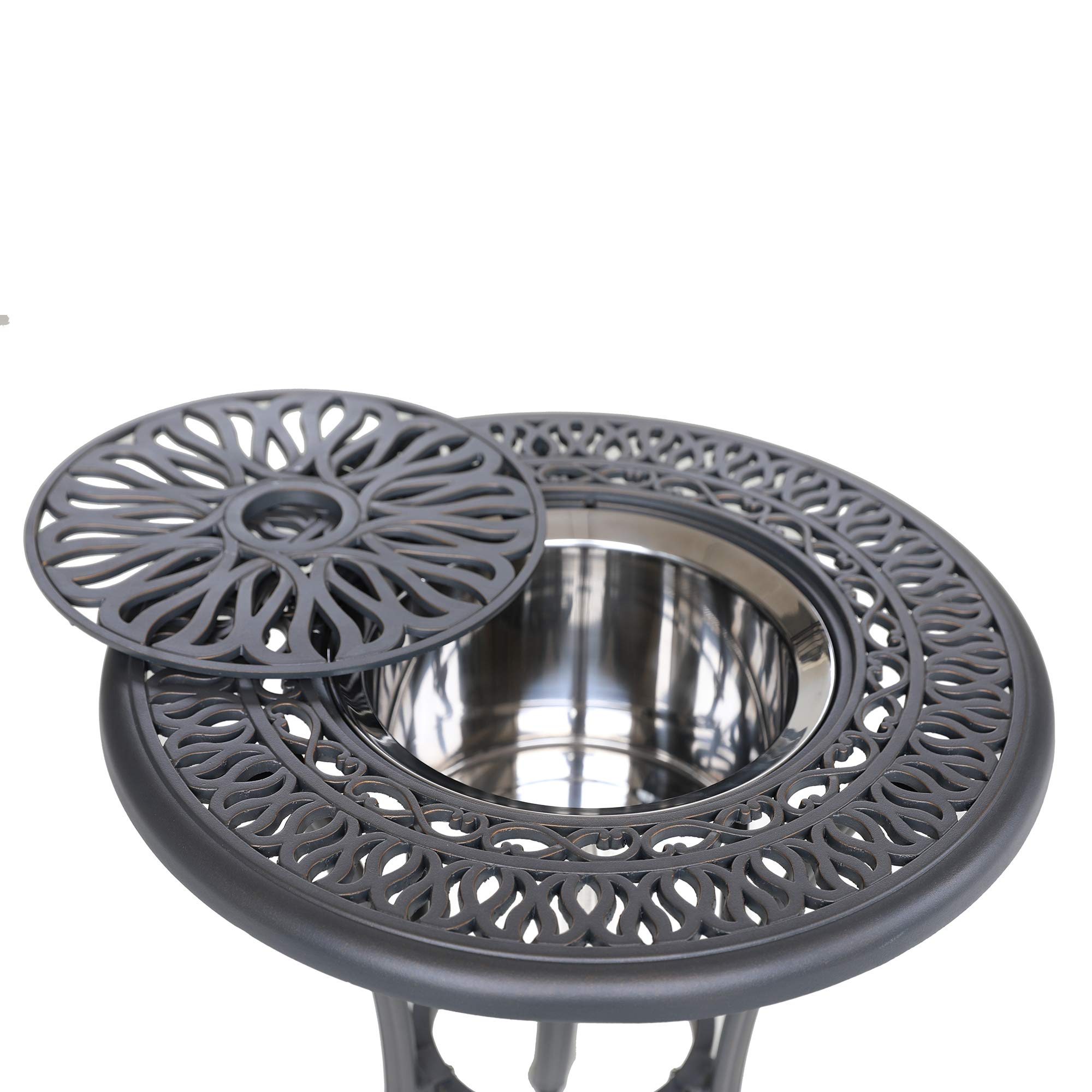 Must-Have Athens Collection 22-Inch Round Ice Bucket Table - Outdoor Patio Side Table with Built-in Ice Bucket: Stylish, Durable, All-Weather Resistant, and Versatile!